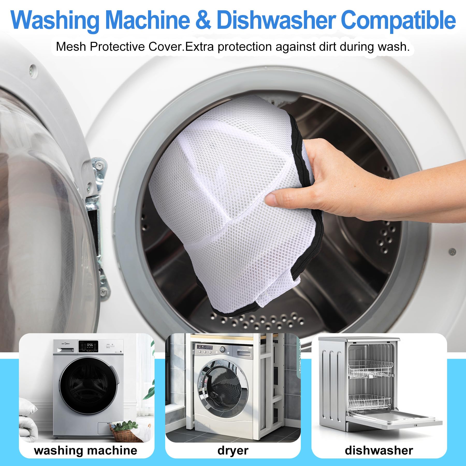 Rihogar Hat Washer Cage Hat Cleaner, Baseball Cap Washing Cage, Hat Washer for Washing Machine Fit for Adult and Kids' Caps, Including Hat Rack, 2 Pack White
