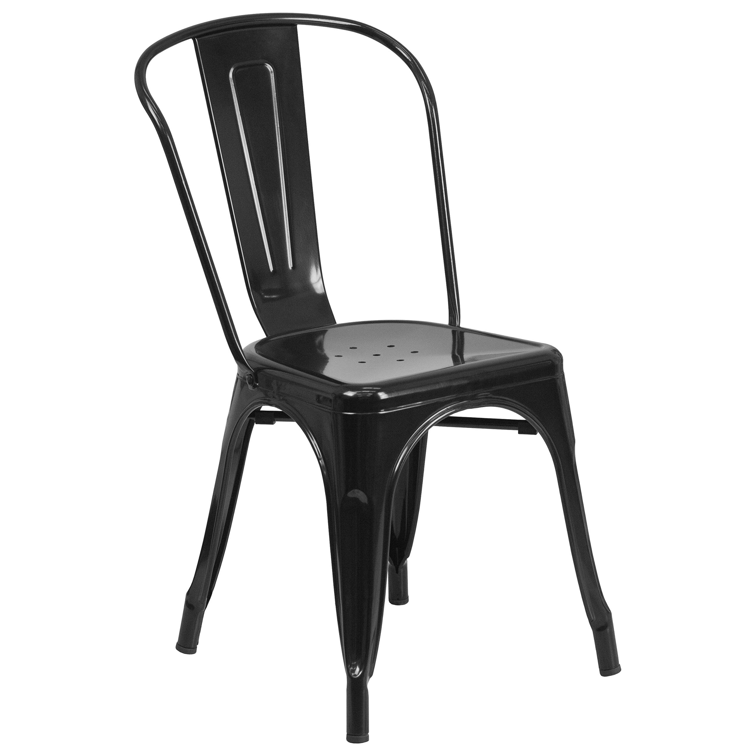 Flash Furniture Commercial Grade 24" Round Black Metal Indoor-Outdoor Table Set with 2 Cafe Chairs