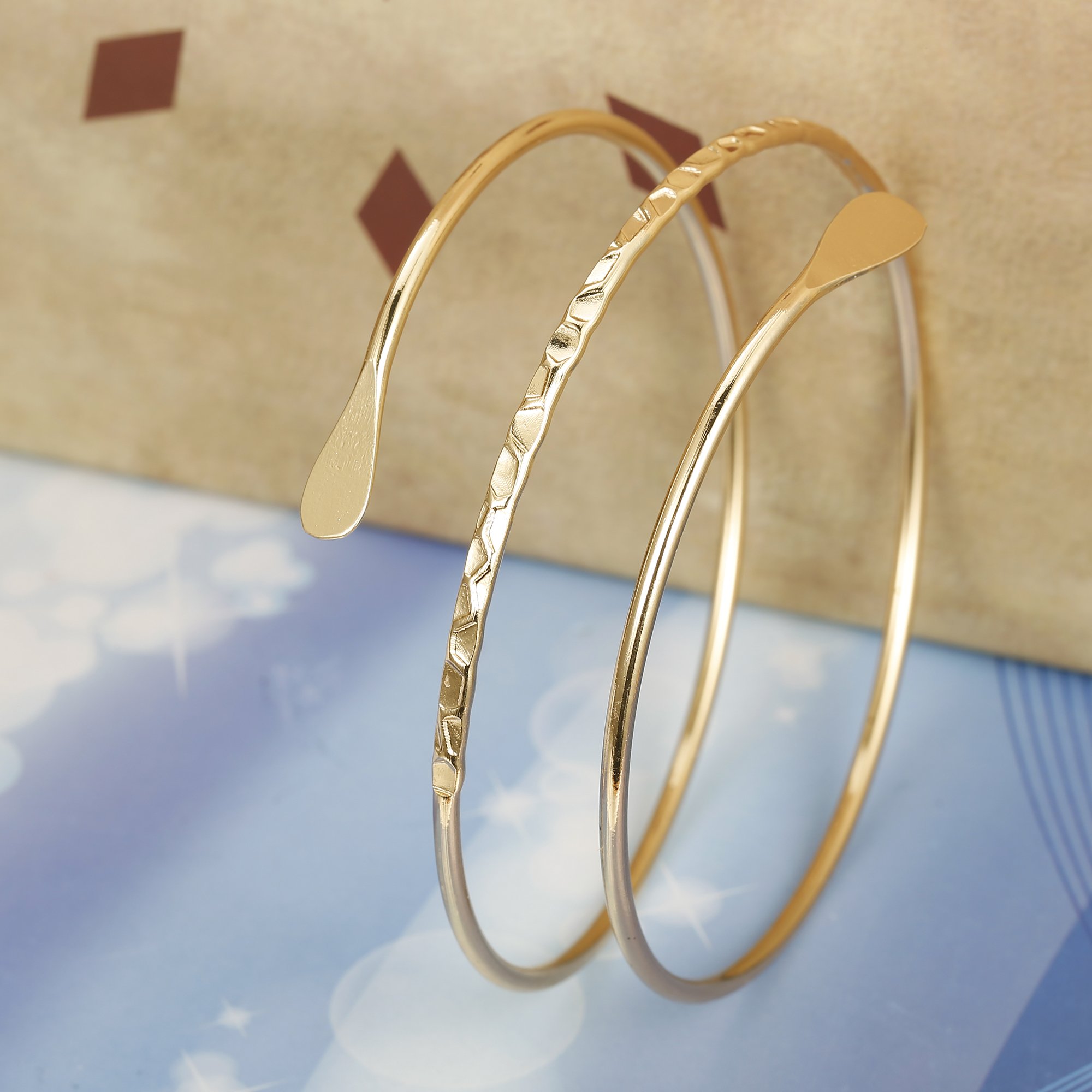 Finrezio 3 PCS Minimalist Simple Coil Upper Arm Band Cuff Armlets for Women Girls Arm Bangle Dia.3.15†Adjustable