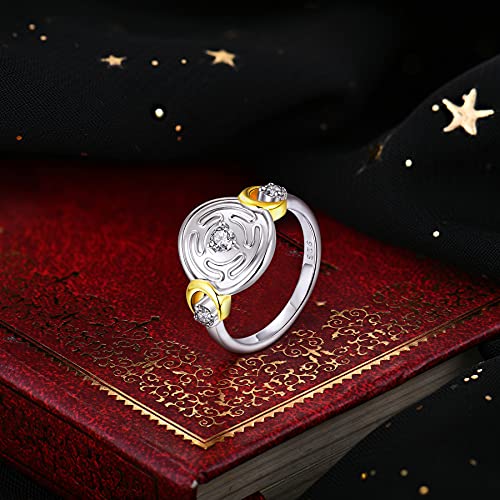 FJ Hecate Ring Sterling Silver Triple Moon Goddess Women Ring Wicca Wiccan Jewelry (Size 9)