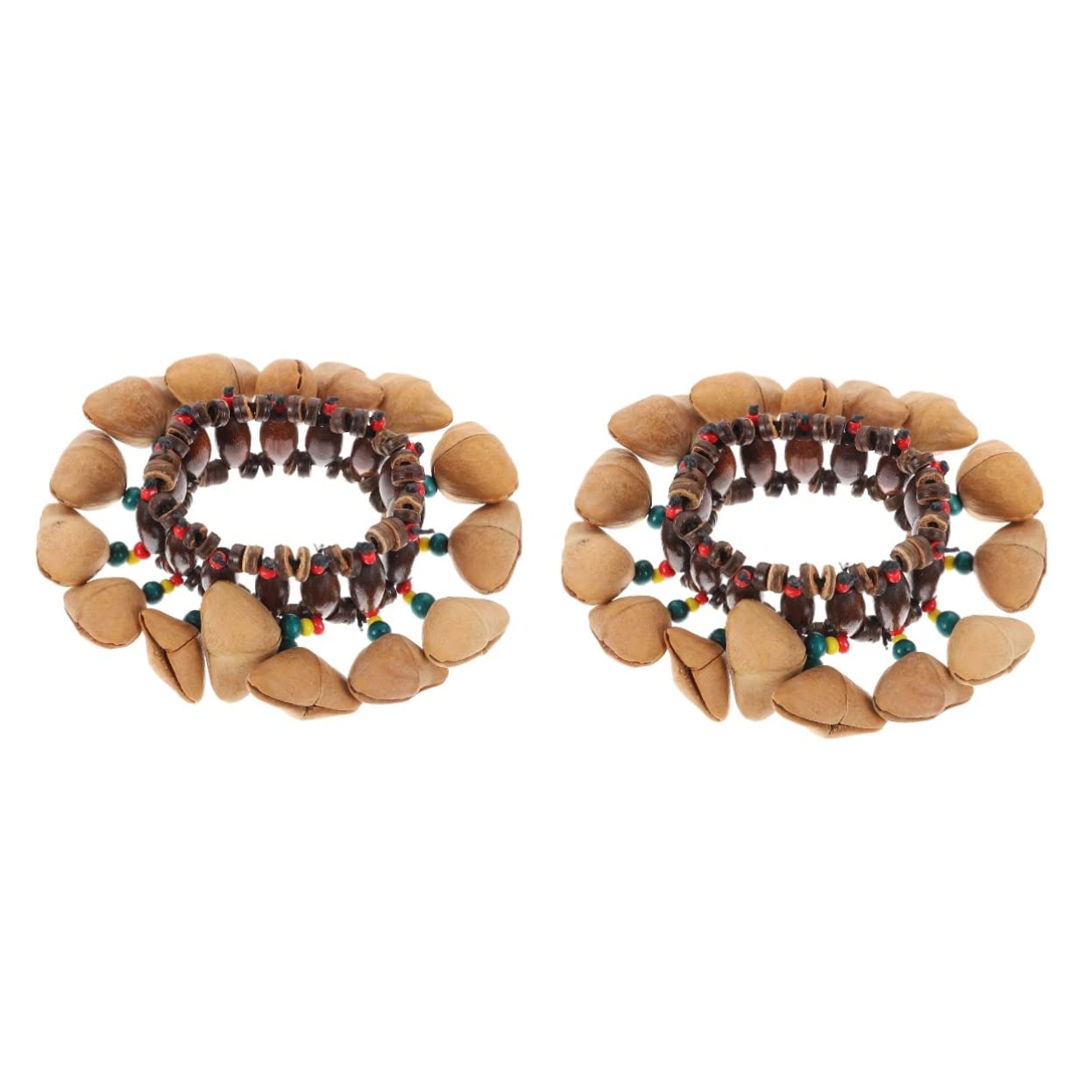 Milisten Toys 2 pcs Musical Men Wrist Style Color Nuts Bracelet Bell Shaker Conga African Assorted Girls Women for Jewelry Hand Chain Party Shell Drum Bangle Percussion Handbell Kids Toys