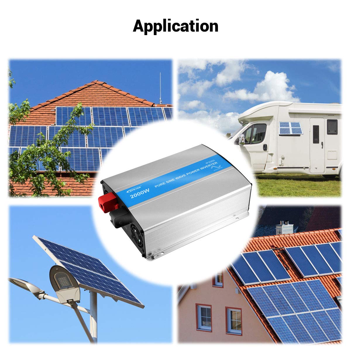EPEVER 2000W Inverter Pure Sine Wave Power DC 24V to AC 110V/120V Converter with LED Display