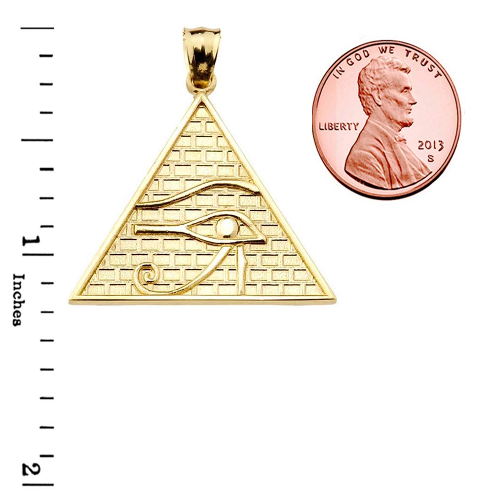Fine 10k Yellow Gold Eye of Horus Pyramid Charm Pendant