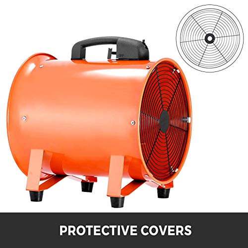 OrangeA Utility Blower Fan 12 Inch 0.7HP 2295 CFM 3300 RPM Portable Ventilator High Velocity Multifunctional Ventilator Fume Extractor (12 Inch)