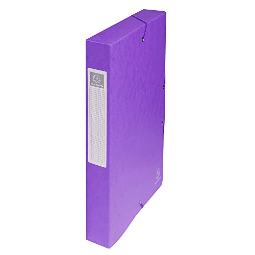 Exacompta - Ref 50400E - Elasticated Filing Boxes - 240 x 320mm in Size, Suitable for A4 Documents, 40mm Spine with Label - Assorted Colours (Pack of 8)