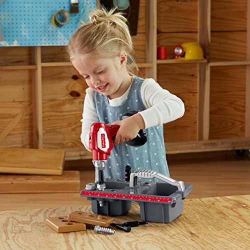 Fisher-Price Preschool Toy Drillinâ Action Tool Set with Sounds, 10 Pieces for Construction Pretend Play for Kids Ages 3+ Years