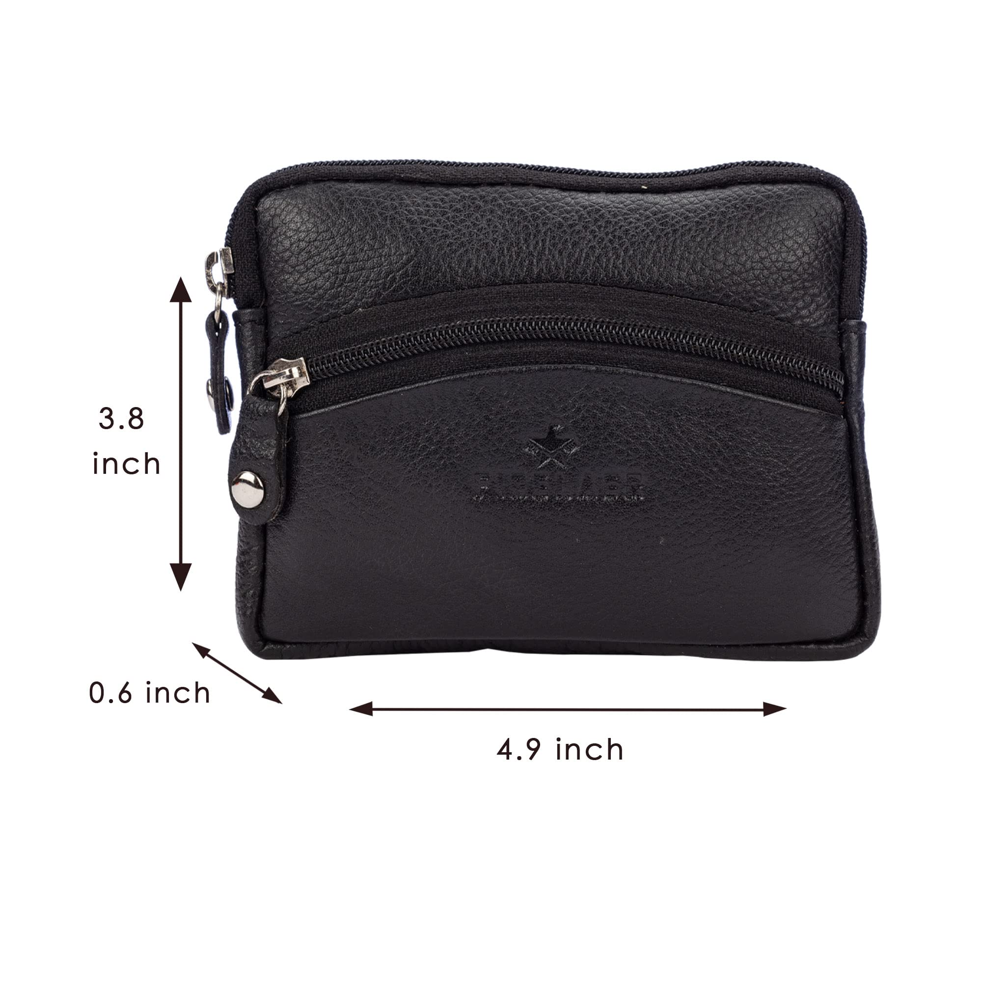Finelaer leather Coin Pouch Purse For Men Size 4.9 x 3.8