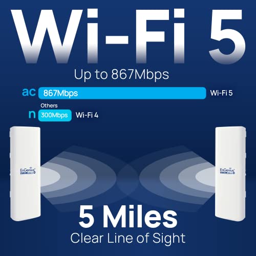 EnGenius Outdoor 5GHz 867mbps WiFi 5 CPE/Client Bridge, 27dBm Transmit Power, 16 dBi High-Gain Antenna Extend Network up to 5 Miles, PTP/PTMP, IP55 housing, TAA& NDAA Compliant, 2-Pack [ENH500v3 KIT]