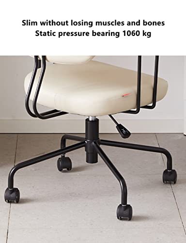 EviKoo Rotating PU Leather Office Chair, Adjustable Height Small Low Back Elegant Task Chair, Home Computer Chair, Armless Desk Chair Desk Chairs (Size : Armless, Color : White_29.9-32.3IN)