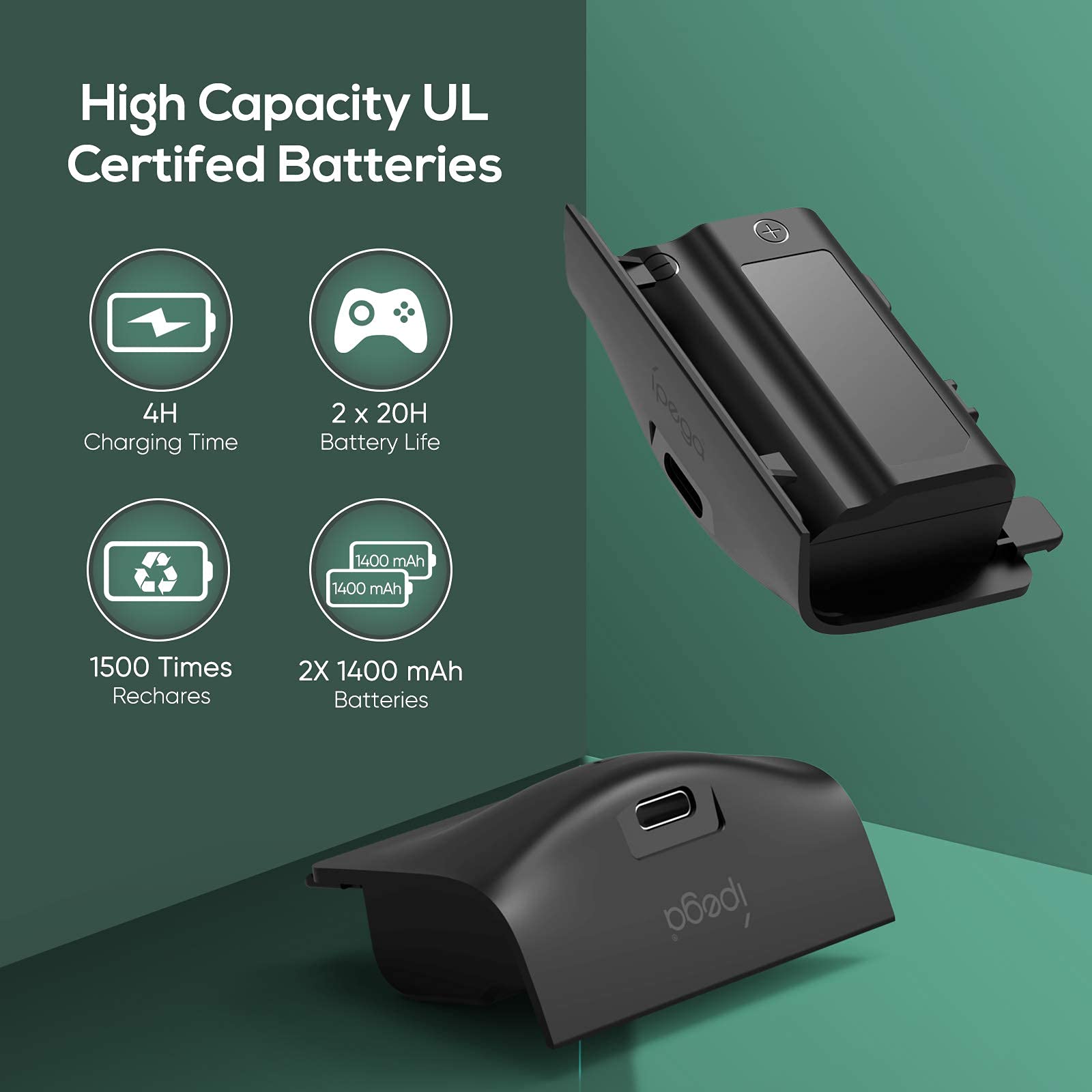 FASTSNAIL Vertical Stand with Cooling Fan for Xbox Series S Charging Station for Xbox Series X/S Controller, 2 Pack 1400mAh Rechargeable Batteries Charging Dock for Controller with Headset Stand