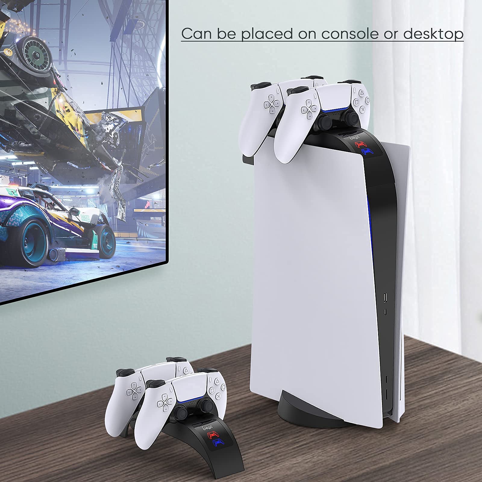 Fast Charging Station for PS5, Dualsense Charger Station Dock for Dual Playstation 5 Controllers with LED Indicator, Dual Controller Charging Stand for Playstation 5 Controller