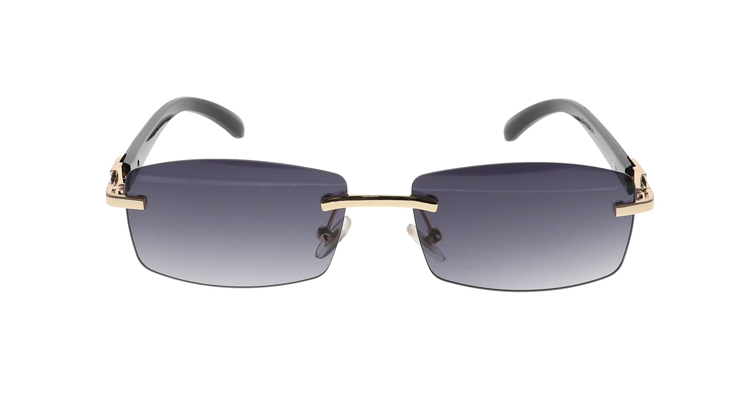 Flawless Slim Dean Rimless Sunglasses Rectangular Metal & Wood Art Glasses (Black)
