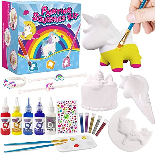 Heyzeibo Squishies Toys for Kids, Arts Crafts Squishy Gifts for Age 3 4 5 6+ Years Old Boys Girls Toddlers, Paint Your Own Squishies, Soft Stress Relief DIY Squishy Painting Toys for Adults Lovers