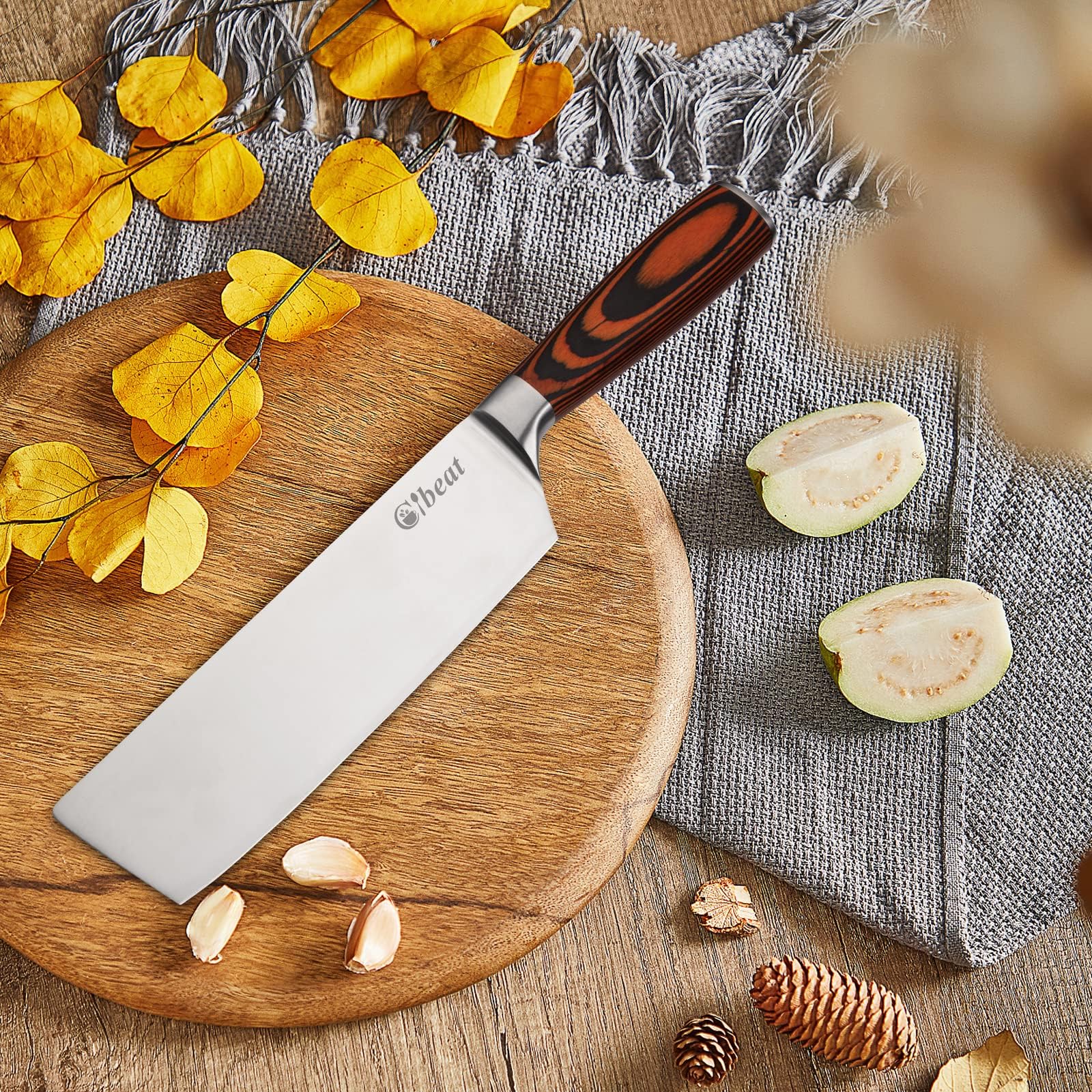 Fashionwu Knife Set, 17 Pcs Kitchen Knife Set with Block, Razor-Sharp, With knife sharpener, High Carbon German Stainless Steel Knife