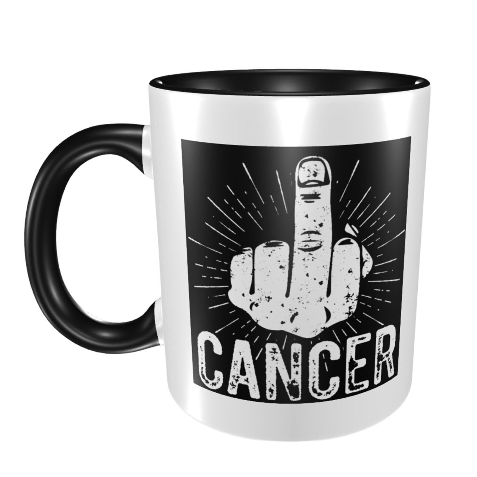 Fk Cancer Coffee Mug Funny 11 Oz Coffee Cup Two Tone Mug Gifts For Girlfriend Ceramic Mug Easy To Hold & Clean