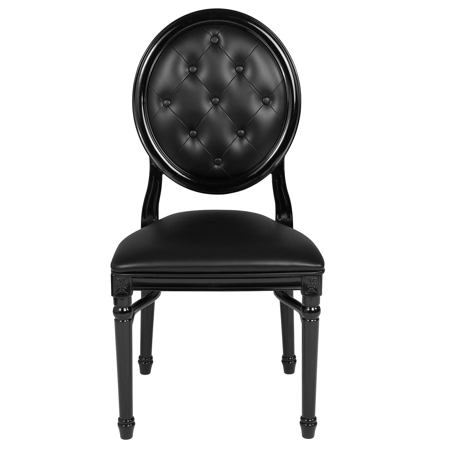 Flash Furniture HERCULES Series 900 lb. Capacity King Louis Chair with Transparent Back, Black Vinyl Seat and Black Frame