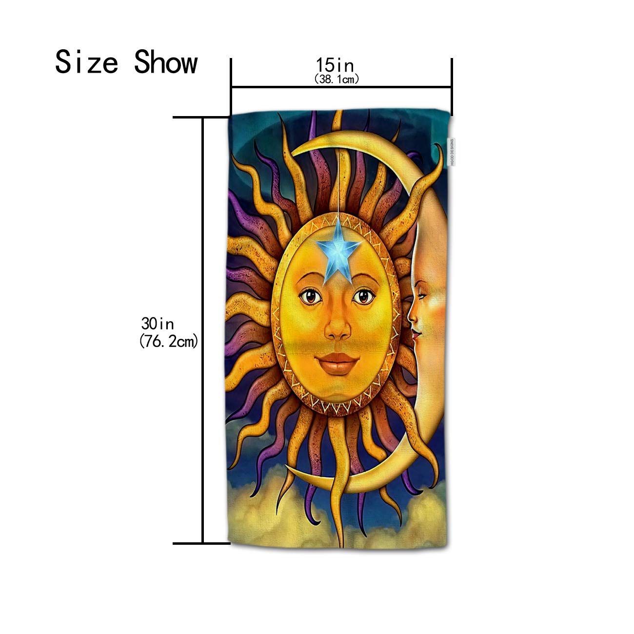 HGOD DESIGNS Sun Moon Hand Towels,Abstract Sun Moon Stars Space Nebula 100% Cotton Soft Bath Hand Towels for Bathroom Kitchen Hotel Spa Hand Towels 15"X30"
