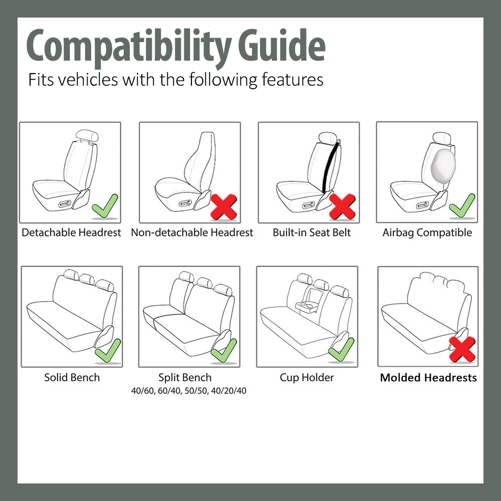 FH Group Car Seat Covers Front Set and Rear Split Function with Steering Wheel Cover and Seat Belt Pads Combo Set Purple Seat Covers– Interior Accessories Universal Fit for Cars Trucks & SUVs