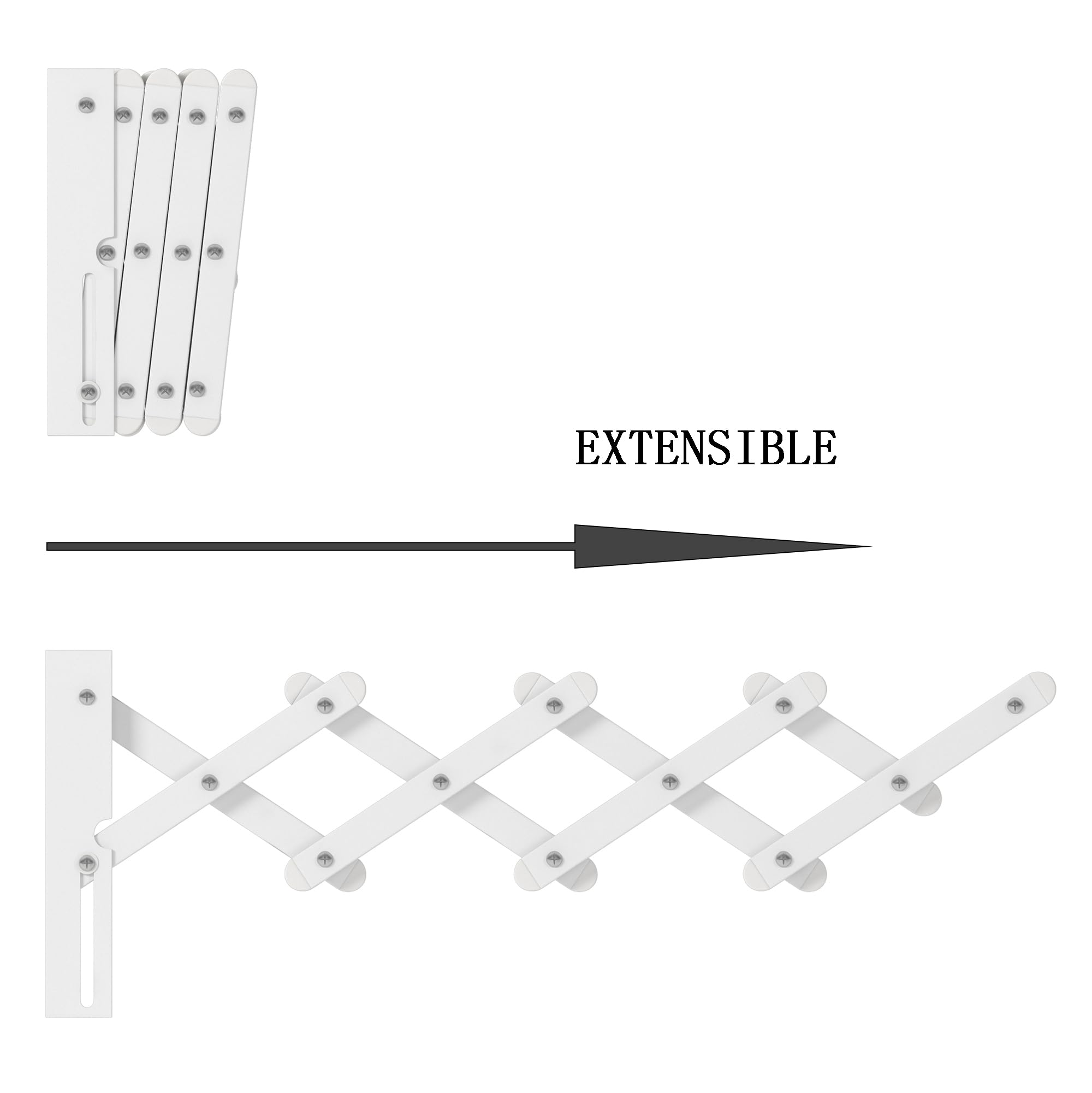 FKUO Metal Folding Clothes Drying Rack, Wall Mounted Clothes Hanger Rack, Retractable Collapsible Laundry Drying Rack, Towel Rack Space Saver (Black)