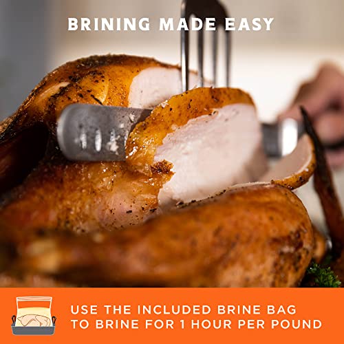 Fire & Flavor Cajun Turkey Brine Kit - Includes Bag and Poultry Seasoning for Roasting, Grilling, Smoking, and Frying Birds Up to 25 lbs