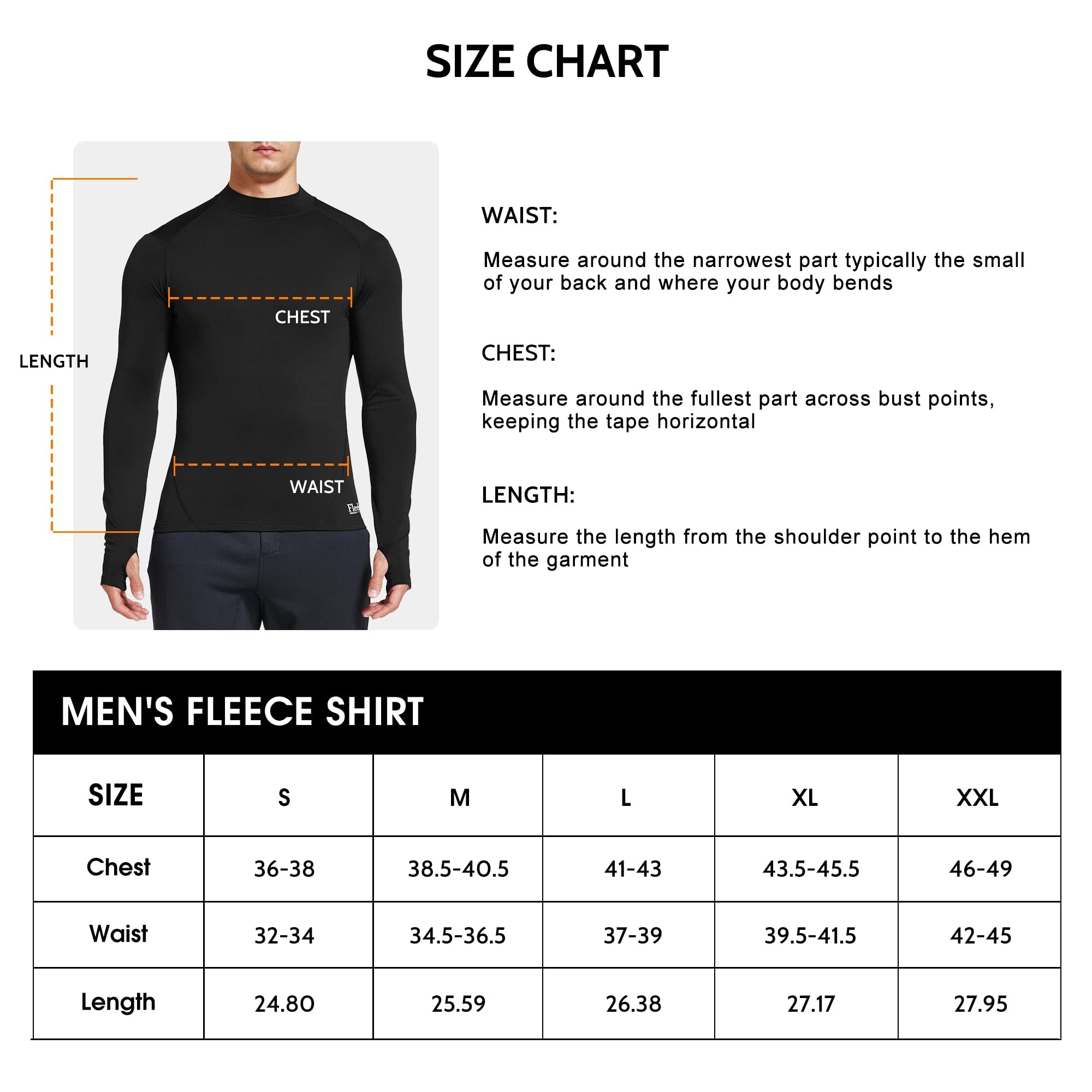 FitsT4 Sports Men's Thermal Fleece Lined Mock Neck Baselayer Tops Long Sleeve Running Athletic Shirt with Thumbholes Black L