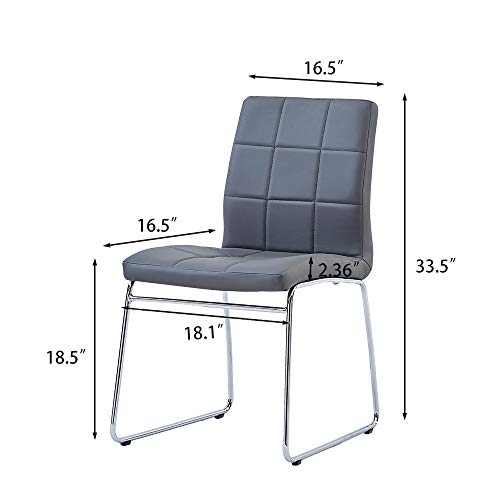 Enjowarm Dining Chairs Set of 2 Kitchen Chairs Faux Leather Upholstered Sled Base Chrome Ergonomic Design Modern Mid Century Living Room Side Chairs for Home Kitchen Office Waiting Room