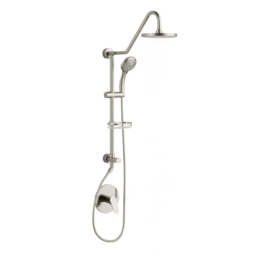PULSE ShowerSpas 1011-III-BN Kauai III Shower System with 8" Rain Showerhead, 5-Function Hand Shower, Adjustable Slide Bar and Soap Dish, Brushed Nickel Finish