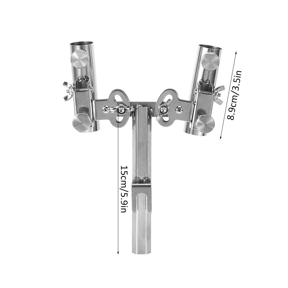 Fishing Rod Holder, Stainless Steel Anti-Rotary Double Fishing Rod Bracket Stepless Fine-Tuning Fishing Fixed Tool