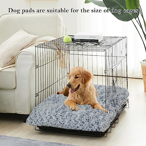 WNPETHOME Washable Dog Beds for Large Dogs, Crate Dog Bed C-1, Plush Dog Crate Bed Mat for Sleeping & Ease Anxiety, Fluffy Kennel Pad for Large, Medium Dogs (35 x 23 x 3 inch)