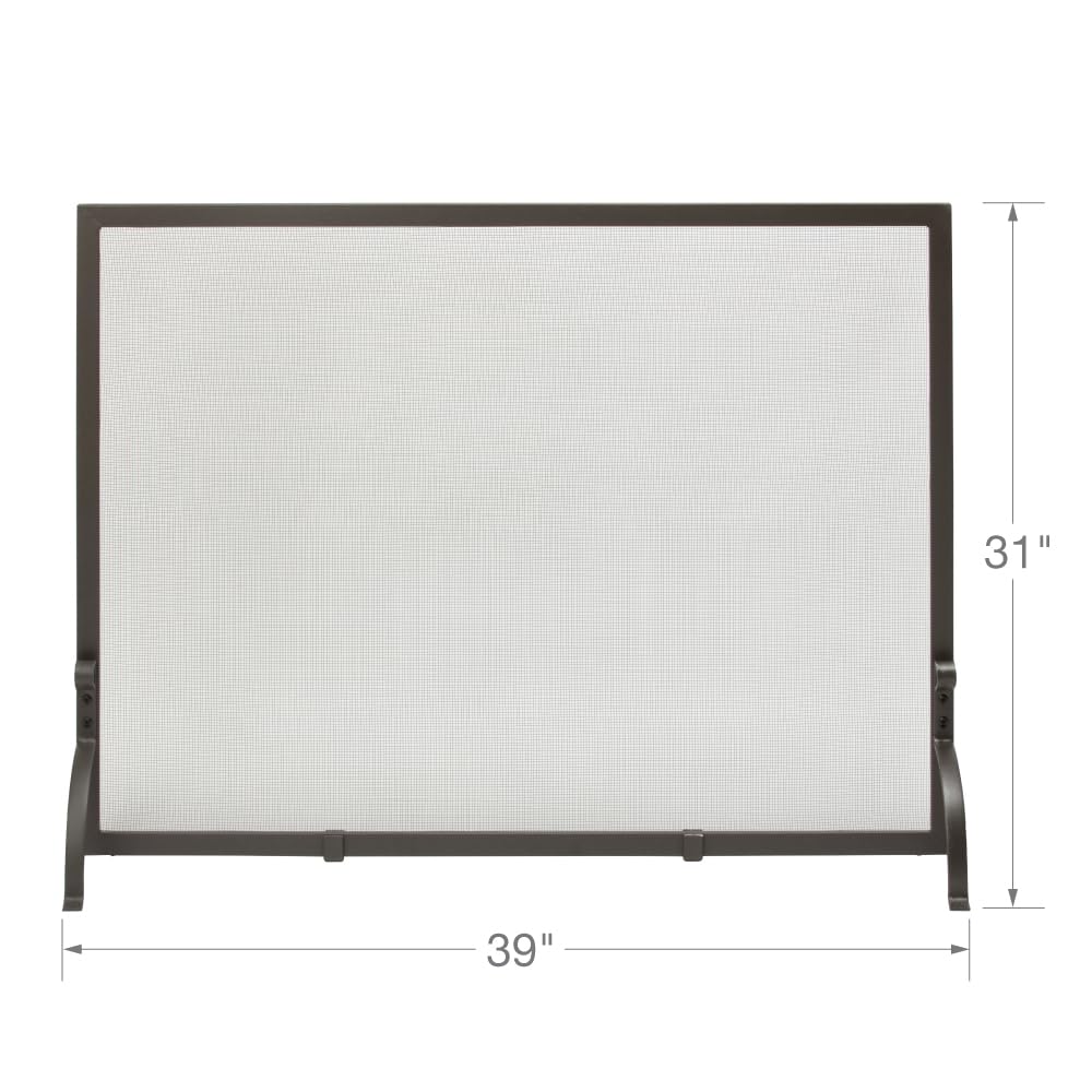 UniFlame, S-1158, Small Single Panel Olde World Iron Finish Fireplace Screen