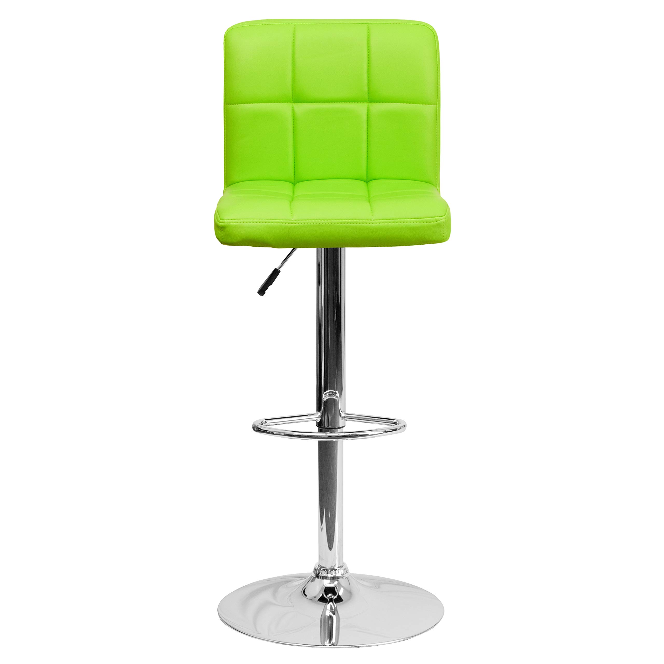 Flash Furniture Alexandra 2 Pk. Contemporary Green Quilted Vinyl Adjustable Height Barstool with Chrome Base
