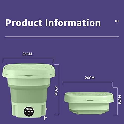 ifayhome Portable Washing Machine, Foldable Mini Small Washer for Baby Clothes, Underwear or Small Items, Suitable for Apartment, Laundry, Camping, RV (Green)