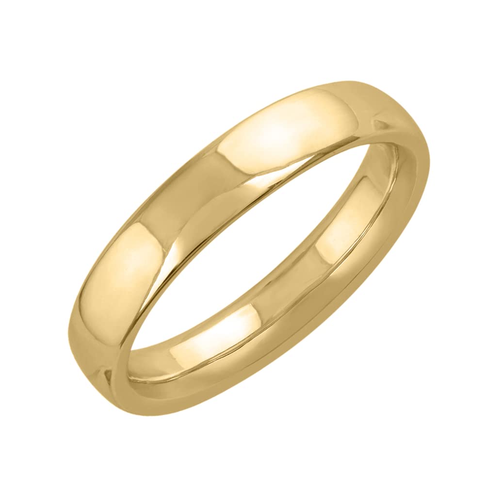 FINEROCK 14K Yellow Gold 4mm Plain Wedding Band (Ring Size 5.25)