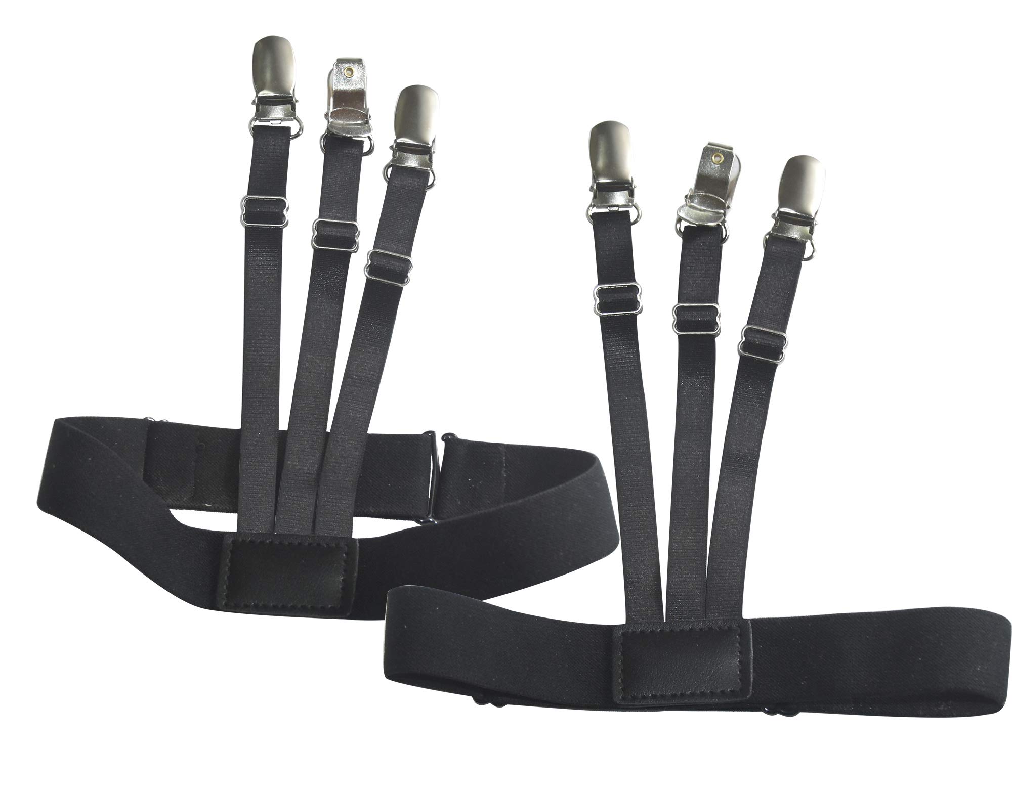 Eoofada 2 Pack Shirt Stays Garters, For Men Adjustable Shirt Garter Suspender Belts for Police Military Non-Slip Clips