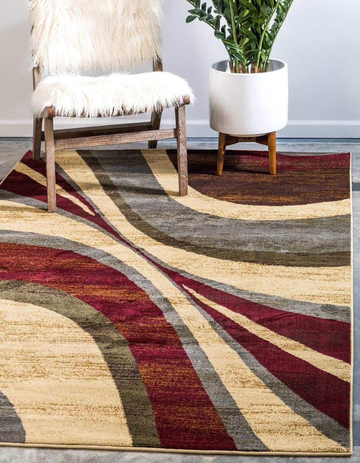 Unique Loom Barista Collection Area Rug - Ngada (7' 1" x 10' Rectangle, Beige/Red)