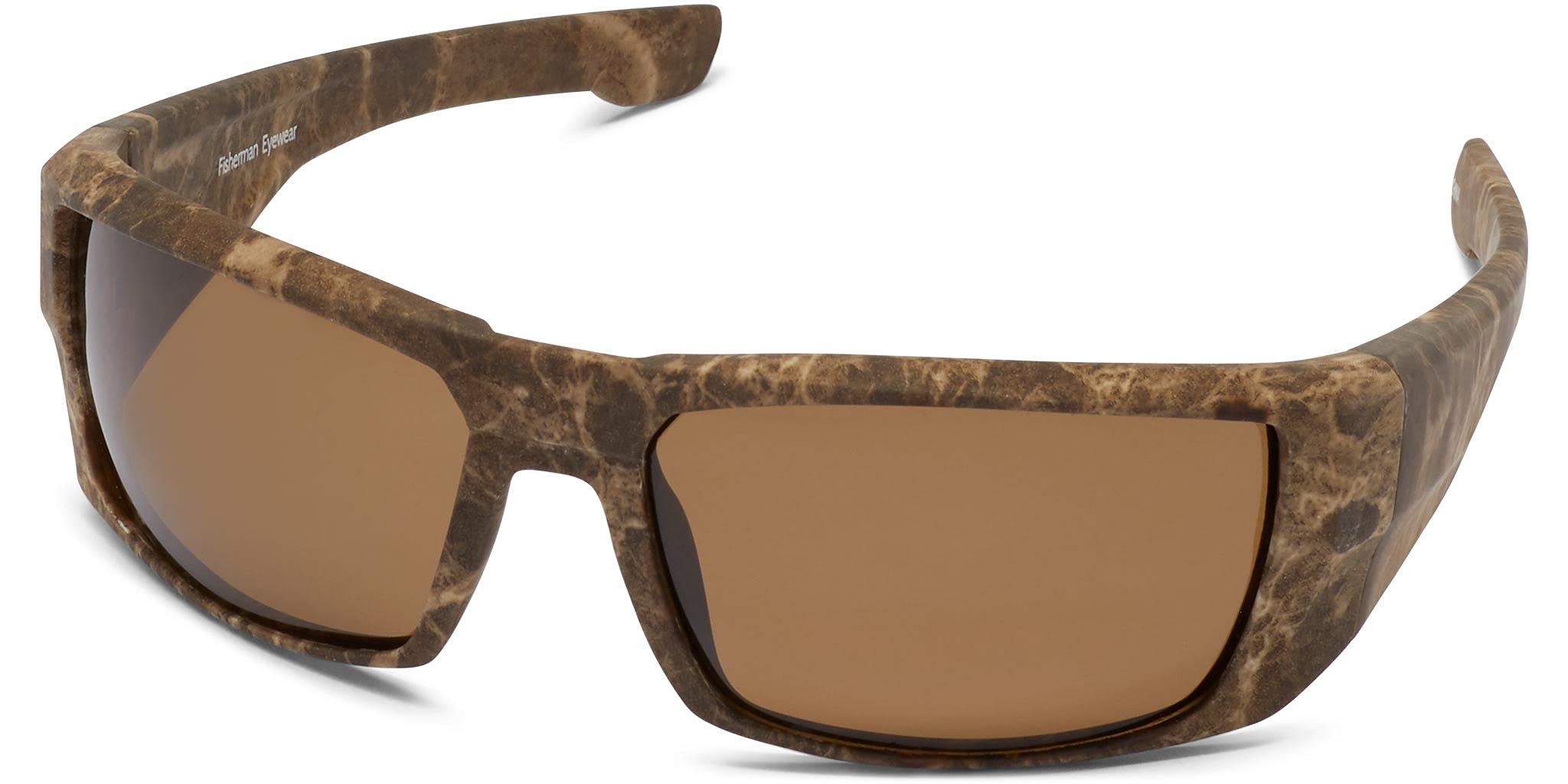 Fisherman Eyewear Bayou Polarized Sunglasses, Brown Terrain Rubberized Frame, (Brown Lens) Medium/Large