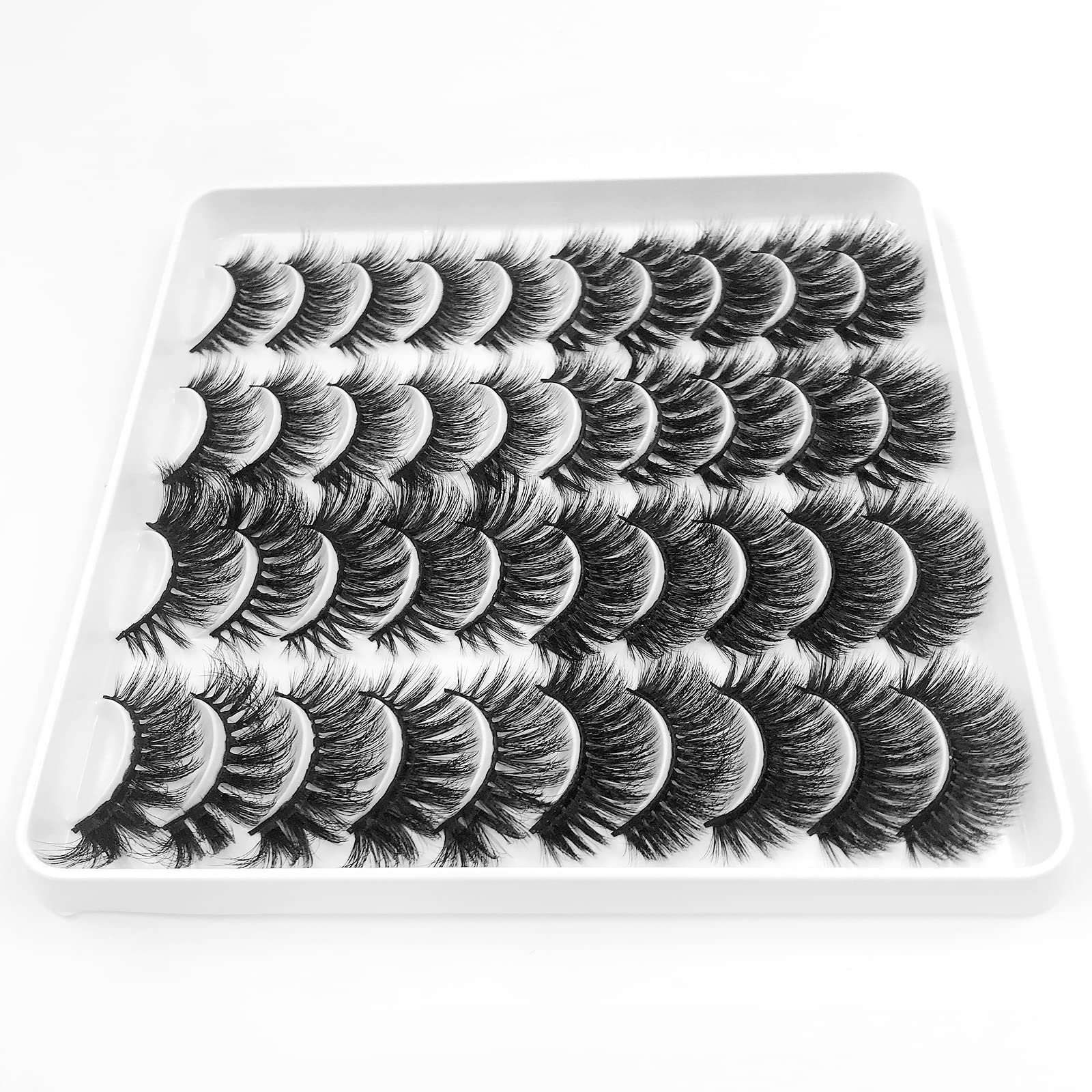 IFLOVEDEKD 20 Pairs Long Lashes Mink 4 Styles Reusable Strip Lashes 100% Handmade 3D Fake Lashes Fluffy False Eyelashes Thick Eyelashes Dramatic Fake Eye Lashes Pack Soft Strip Lashes Multipack