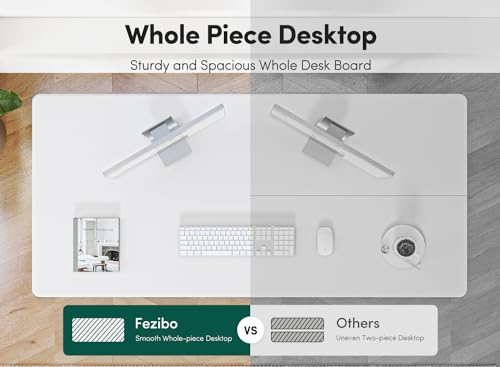 FEZIBO Standing Desk 4 Legs with Dual Motors, 63x29 Electric Standing Desk Adjustable Height with Strong stability, Stand up Desk with Whole-Piece Tabletop, White(2 Packeges)