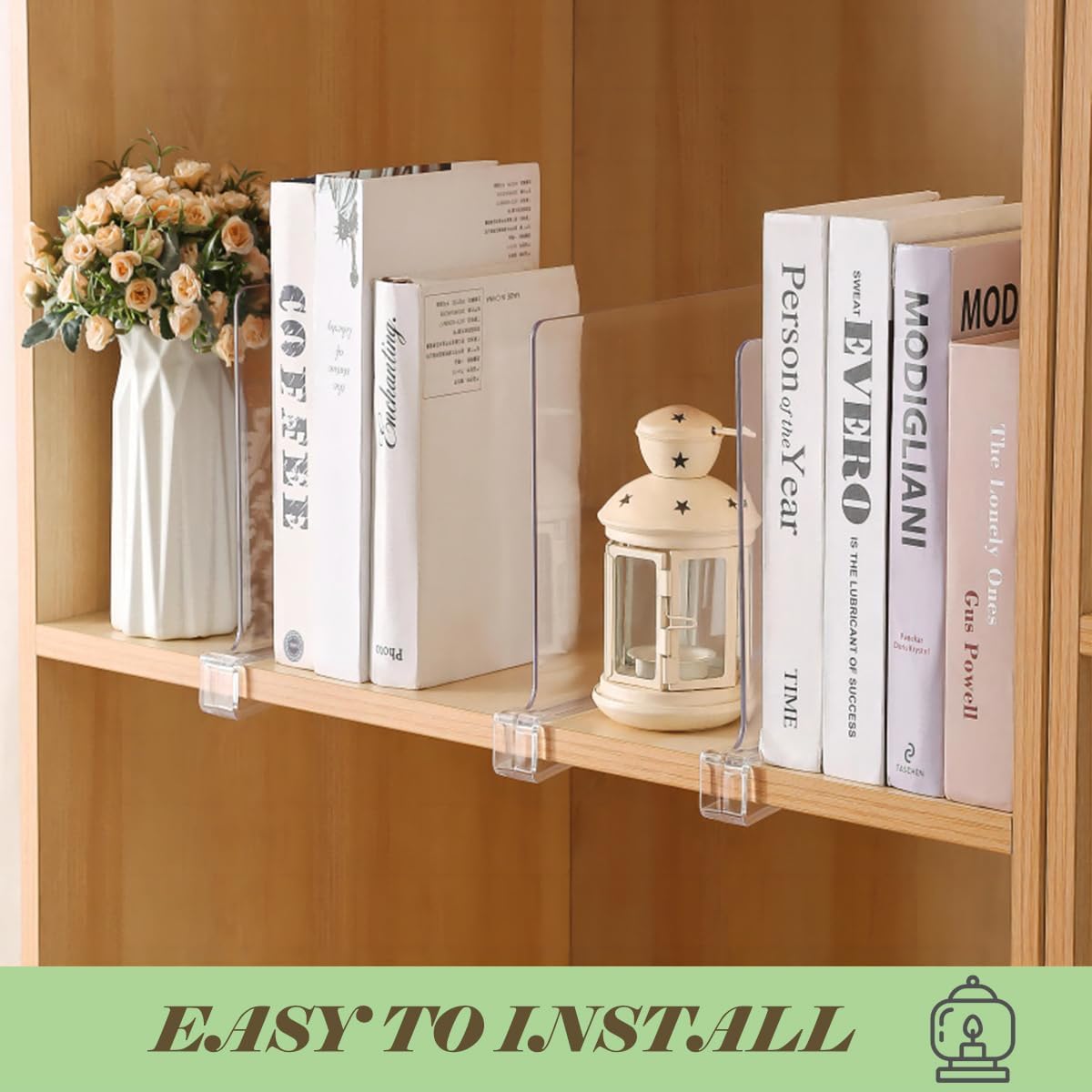 Shelf Dividers for Closet Organization, 6 Pack Clear Acrylic Shelf Divider Purse Organizer Vertical Wire Shelf dividers Perfect for Clothes, Purses, Cabinets Shelve Separator