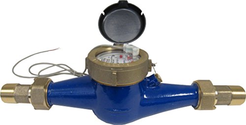 PRM 1-1/4 Inch NPT Multi Jet Water Meter with Pulse Output, Brass Body - Not for Potable Water