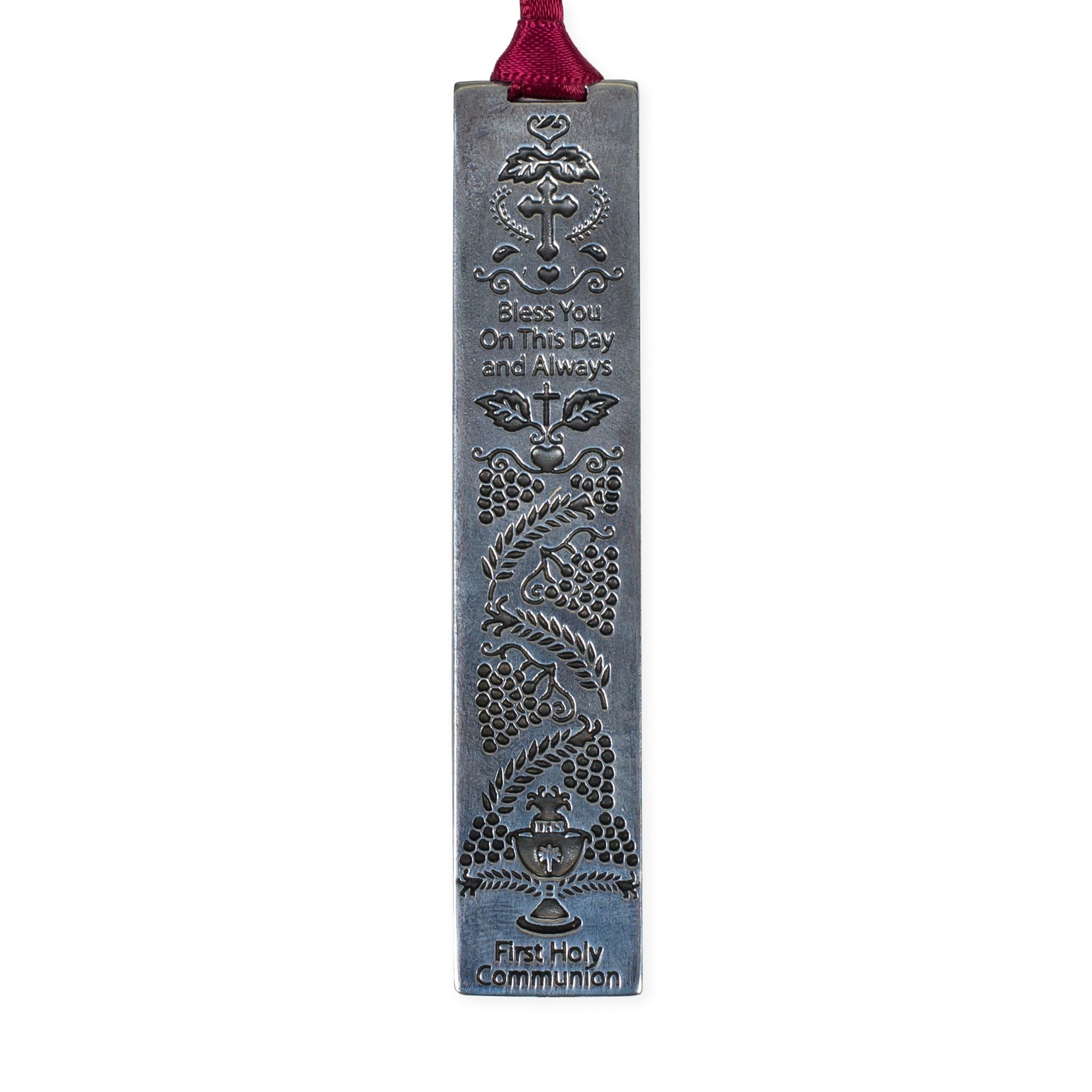 First Holy Communion Blessings Bookmark and Cross Stretch Bracelet Gift Set, Black