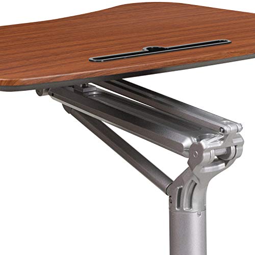 Flash Furniture Gia Mobile Sit-Down, Stand-Up Mahogany Computer Ergonomic Desk with 28.25''W Top (Adjustable Range 29'' - 41'')