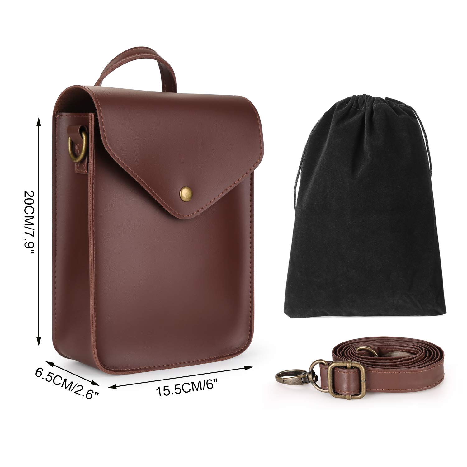 FIXM Kalimba Case, Kalimba Bag with Detachable Strap, PU Leather Multifunctional Thumb Piano Bag with Flannelette Bag