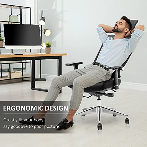 Ergonomic Office Chair,Computer Chair High Back Desk Chair with 3D Lumbar Support, Computer Chair for heavy people, Comfortable Office Desk Chair with 4D Adjustable Armrest, Black