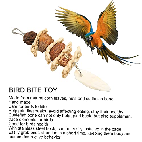Zerodis Corn Leaf Nut Chew Toy,Bird Chewing Toy Bird Cage Gnawing Toy with Stainless Steel Hook Corn Leaf Nut