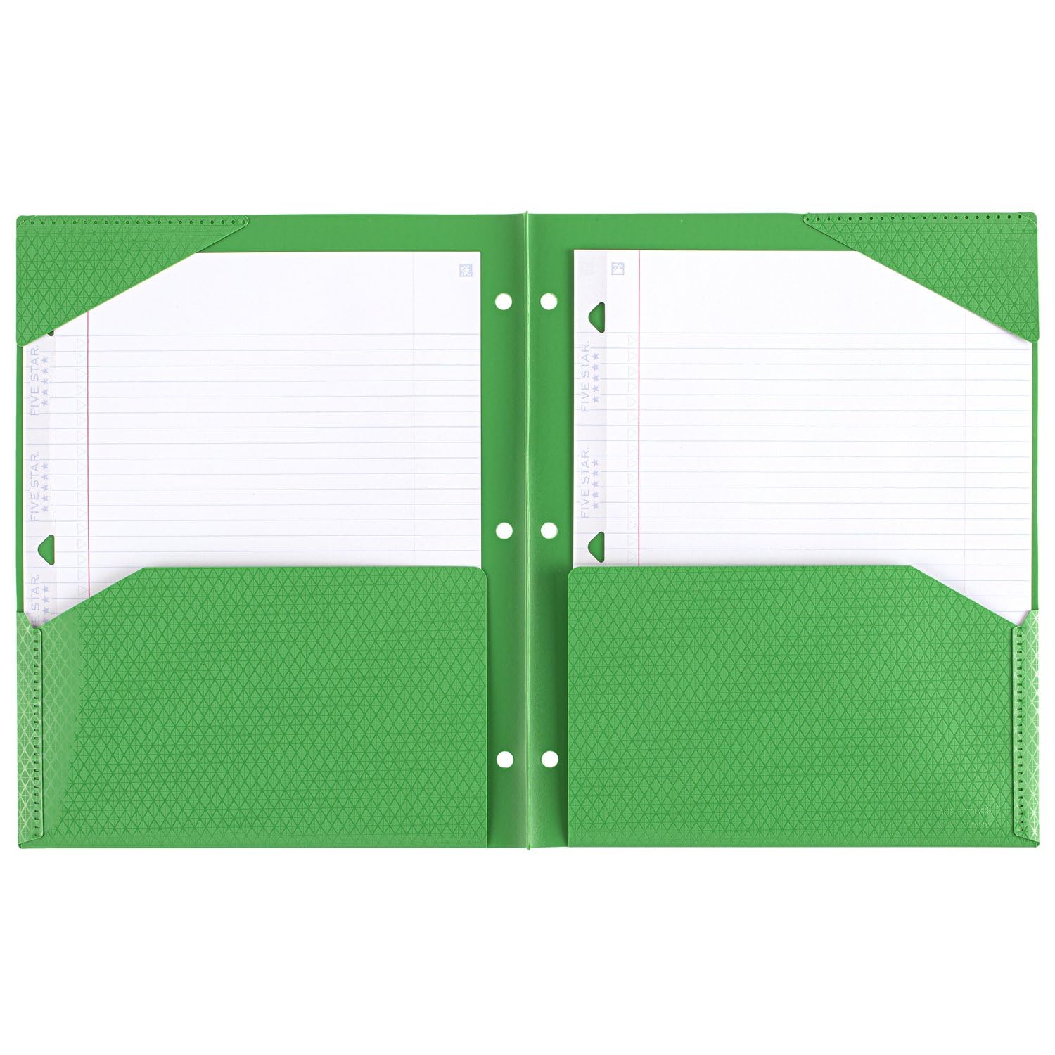 Five Star DuraShield Antimicrobial 2 Pocket Stay-Put Plastic Folders, 4 Pack, Holds 11" x 8-1/2", Black, Red, Electric Green, Cobalt Blue (330010)