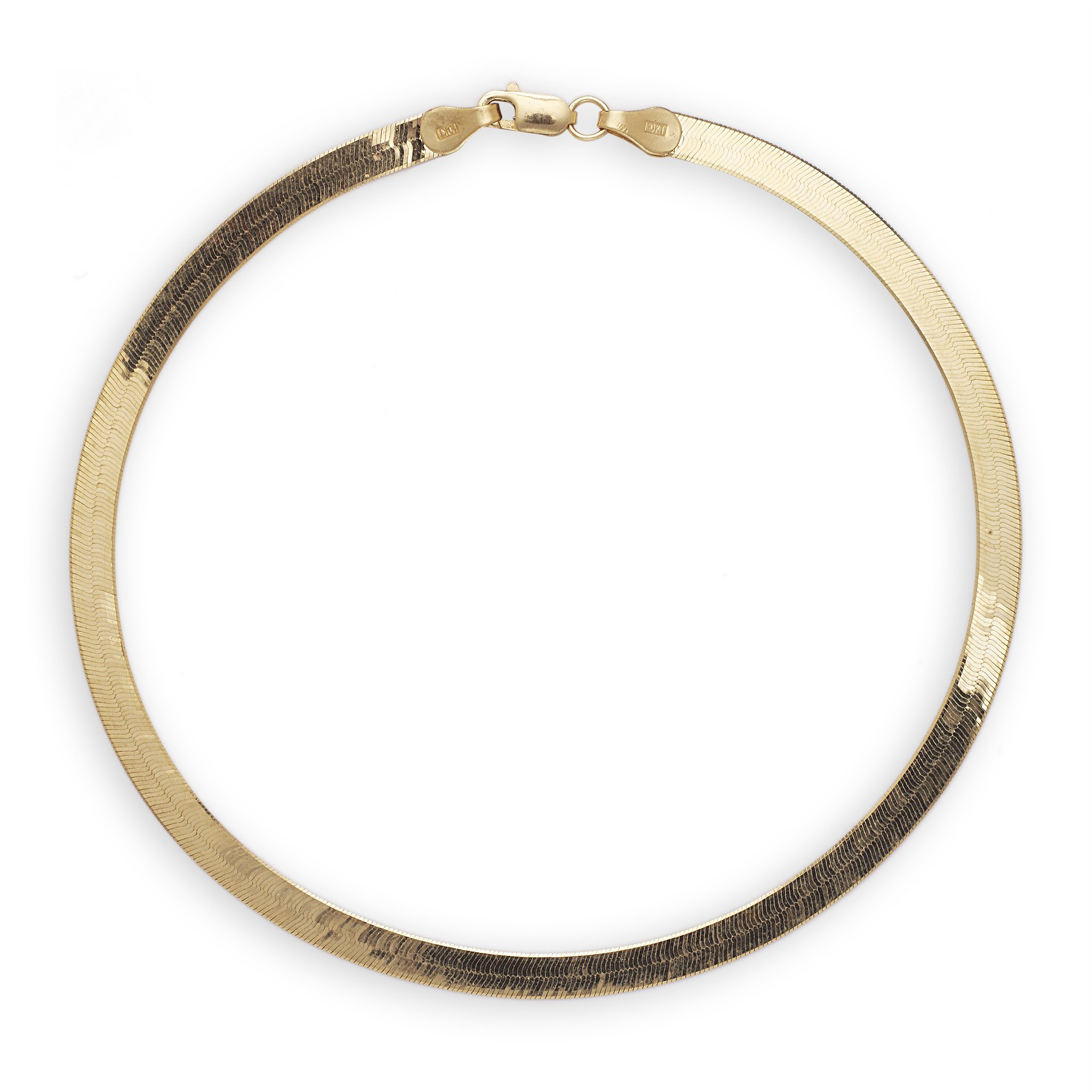Floreo 10k Yellow Gold 5mm Super Flexible Silky Herringbone Chain Bracelet, 7"