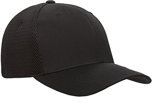 Flexfit Unisex Ultrafibre Airmesh Fitted Trucker Hat, Black, Large-X-Large