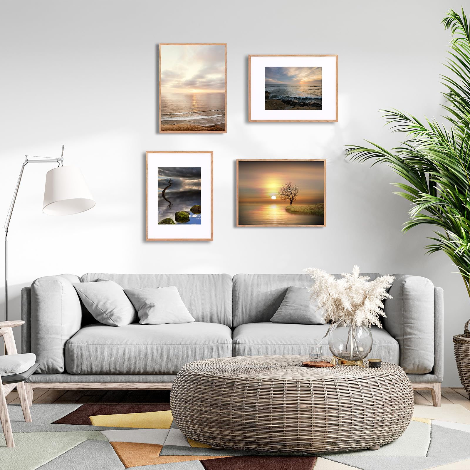 Fixwal 2 Pack of 11x14 Beige Oak Hanging Picture Frames, Natural Solid Wood Photo Frames with Plexiglass, 8x10 Picture Frames with Mat or 11x14 Picture Frames without Mat