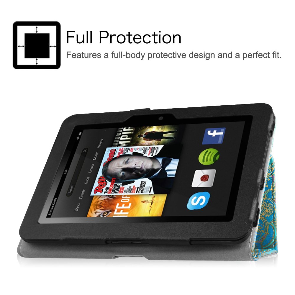 Fintie Folio Case for Kindle Fire HD 7" (2012 Old Model) - Slim Fit Leather Cover with Auto Sleep/Wake Feature (will only fit Amazon Kindle Fire HD 7, Previous Generation - 2nd), Shades of Blue